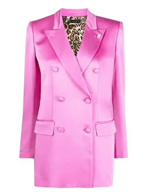 Philipp Plein Double-breasted Satin Blazer - Pink