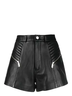 Philipp Plein Zipper-detail Leather Shorts - Black