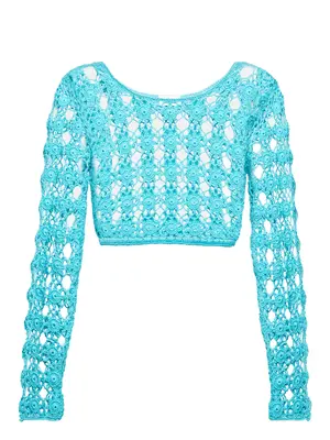 Anna Kosturova Bella Crochet Crop Top - Green