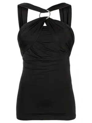 Attico Ruched Halterneck Mini Dress - Black