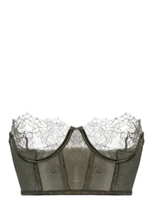 MAISON CLOSE Lace-trim Detail Bustier Top - Green