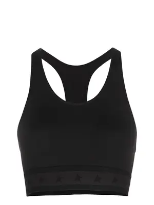 GOLDEN GOOSE Logo-underband Racerback Crop Top - Black