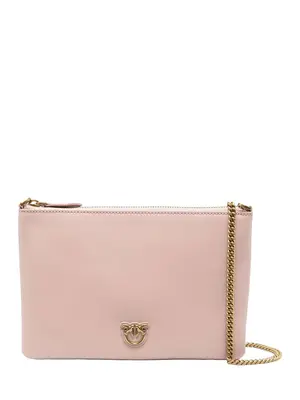Pinko Logo-plaque Leather Satchel Bag - Pink