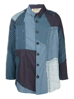 By Walid Miles Panelled Shirt Jacket - Blue