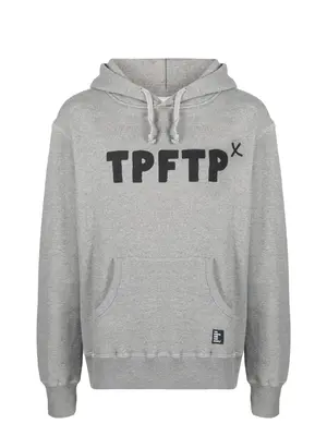 THE POWER FOR THE PEOPLE Logo Print Drawstring Hoodie - Grey