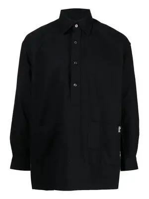 THE POWER FOR THE PEOPLE Button Placket Long-sleeve Shirt - Black