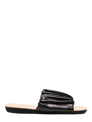 JIL SANDER Leather Gathered-detail Slides - Black