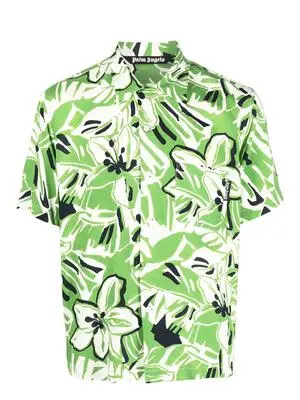 Palm Angels Floral-print Short-sleeved Shirt - Green