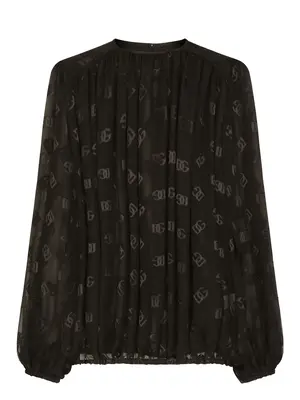 Dolce & Gabbana Dg-logo Satin Blouse - Black