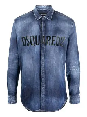 Dsquared2 Logo-print Button-up Denim Shirt - Blue