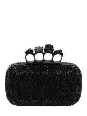Alexander McQueen Crystal-embellished Knuckle Clutch - Black