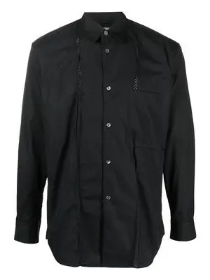 Comme Des Garçons Mesh-panelled Long-sleeve Shirt - Black