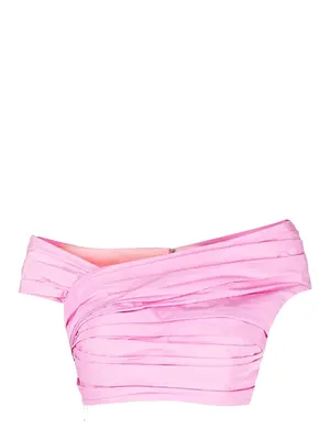 Dsquared2 Pleated Off-shoulder Cropped Top - Pink