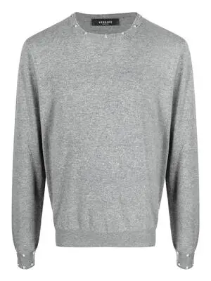 Versace Studded Crew-neck Jumper - Grey