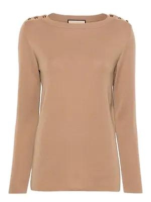 Gucci Shoulder-button Cashmere Jumper - Neutrals