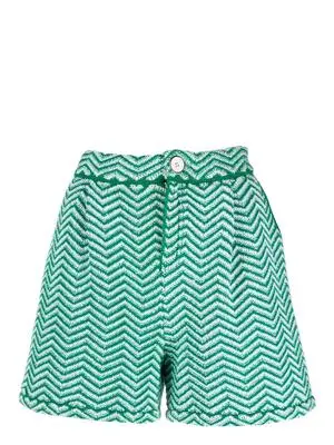 BARRIE Chevron Knit Shorts - Green