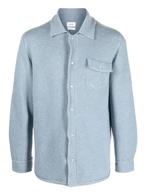 BARRIE Flap-pocket Cashmere Overshirt - Blue