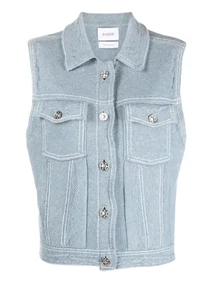 BARRIE Knitted Sleeveless Jacket - Blue
