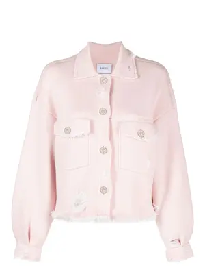 BARRIE Fringed Denim Jacket - Pink
