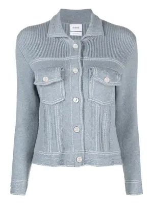 BARRIE Contrast-stitch Knitted Jacket - Blue