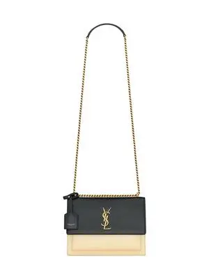 Saint Laurent Sunset Two-tone Shoulder Bag - Black