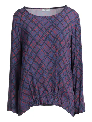 Rosso35 ROSSO35 Geometric-Print Crepe Top Midnight Blue