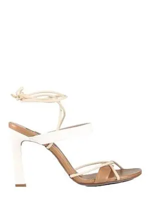 Malloni Leather Stiletto Sandals - Beige