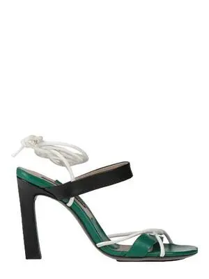 Malloni Leather Stiletto Sandals - Green