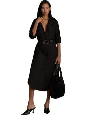 Maeve The Soren Long-Sleeve Shirt Dress Black