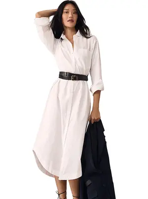Maeve The Soren Long-Sleeve Shirt Dress White
