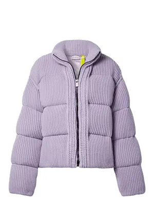 Moncler Quilted Ribbed-knit Down Jacket - Purple