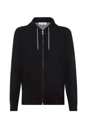 Brunello Cucinelli Zip-front Cashmere Hoodie - Black