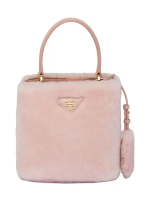 Prada Mini Shearling Panier Tote - Pink