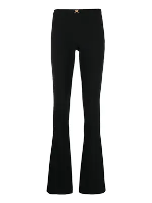 Blumarine Logo-buckle Flared Trousers - Black