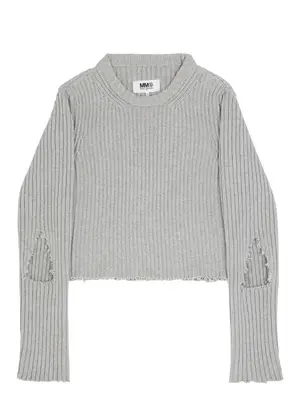 MAISON MARGIELA Cut-out Ribbed Jumper - Grey