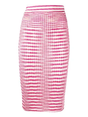 Missoni Striped Rib-knit Midi Skirt - Pink