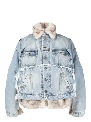 Natasha Zinko Faux-fur Hybrid Denim Jacket - Blue