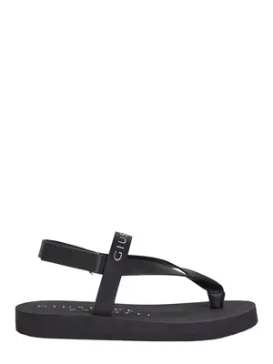 GIUSEPPE ZANOTTI Khais Logo-print Leather Sandals - Black