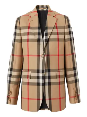Burberry Wool-cotton Jacquard Tailored Jacket - Neutrals