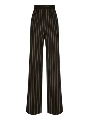 Dolce & Gabbana Pinstriped Wide-leg Trousers - Black
