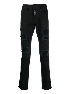 Philipp Plein Ripped Slim-cut Jeans - Black