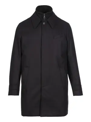 NORWEGIAN WOOL Down-lined Wool Coat - Black