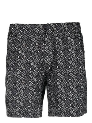Tagliatore Abstract-pattern Swim Shorts - Black