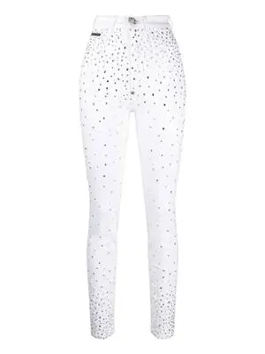 Philipp Plein Rhinestone-embellished Skinny Jeans - White