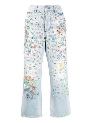 PHILIPP PLEIN Philipp Plein Cropped Rhinestone-Embellished Jeans