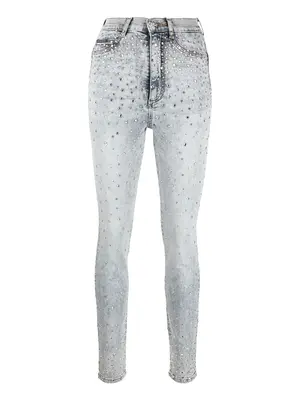 Philipp Plein Rhinestone-embellished Skinny Jeans - Blue