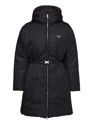 PRADA Prada Re-Nylon Hooded Down Belted Jacket