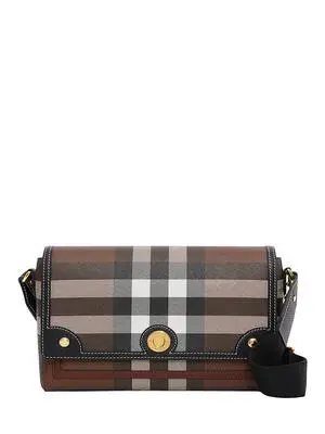 Burberry Giant Check E-Canvas Crossbody Bag Dark Birch Brown