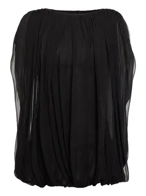 Rick Owens Gathered Silk Chiffon Top - Black