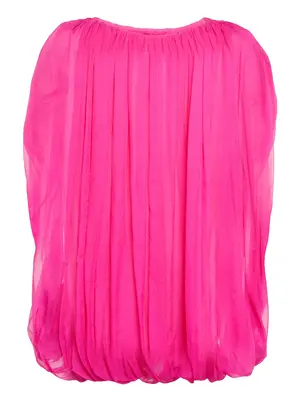 Rick Owens Gathered Silk Chiffon Top - Pink